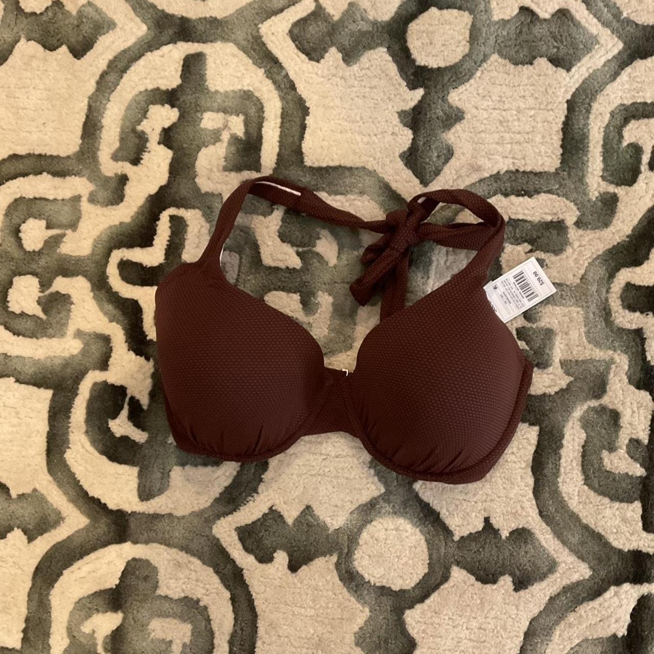 New brown swim top Size 36DD #swim #top #new #brown - Depop