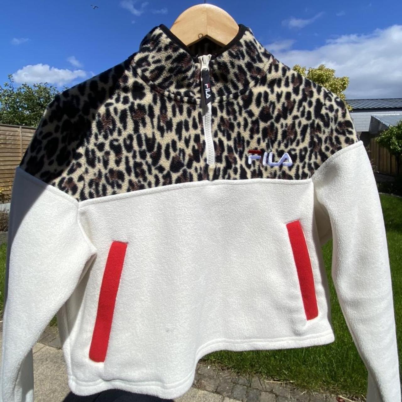 fila leopard print fleece size small in perfect... - Depop