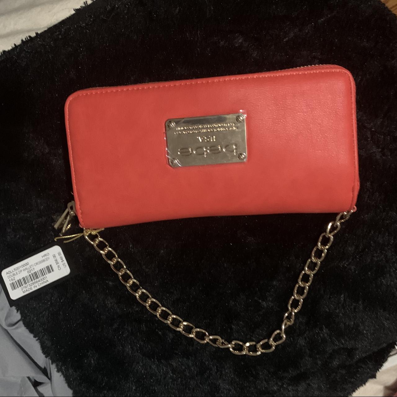 Bebe coral double zip wallet NWT original price was... - Depop