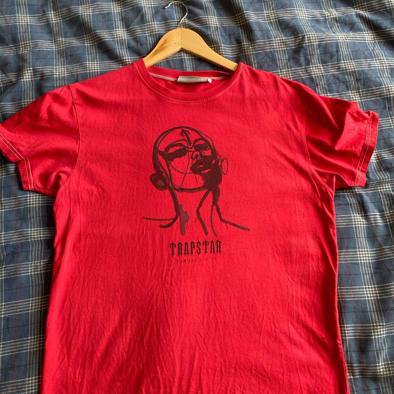 Red trapstar tshirt Size Large Was white dyed red... - Depop