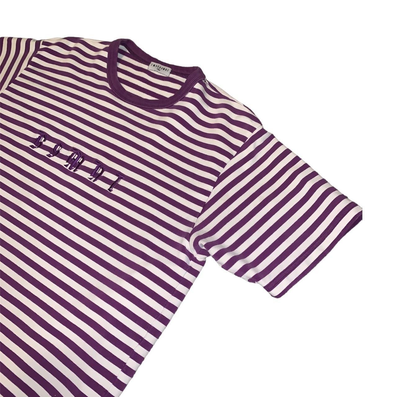 Basement BSMNT X TMD striped t-shirt / tee Purple... - Depop