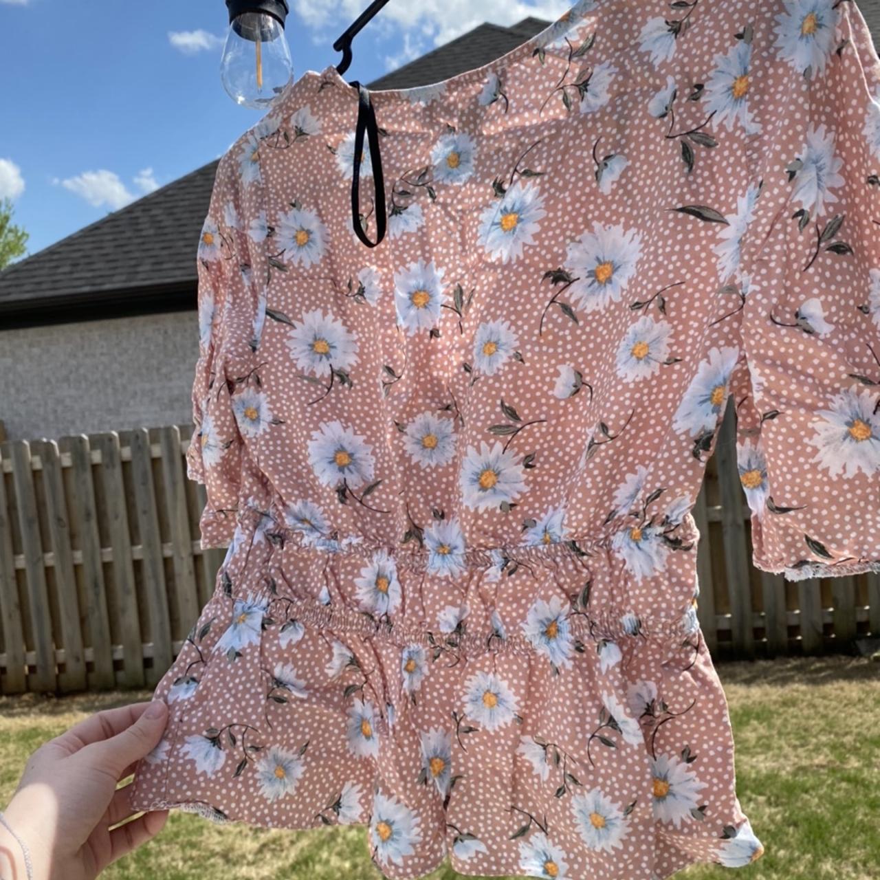 Primark Women's Pink and White Blouse | Depop
