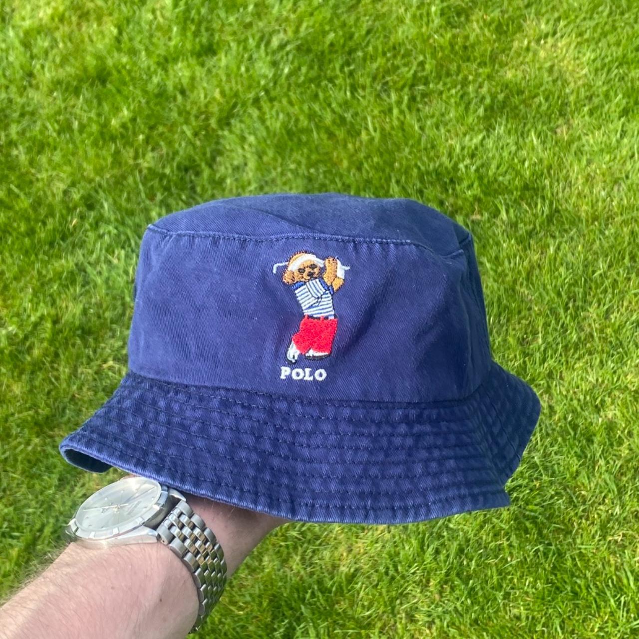 Navy Polo Bear Bucket Hat Iconic embroidered Golf... - Depop