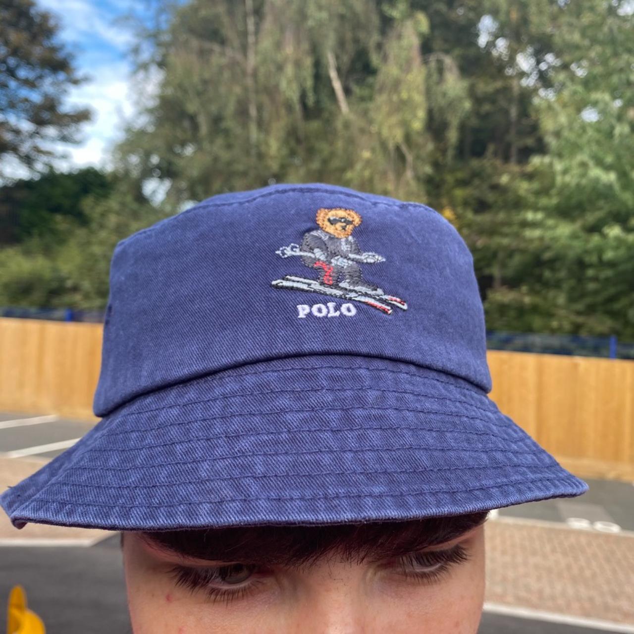 Navy Polo Bear Bucket Hat Iconic embroidered Skiing... - Depop