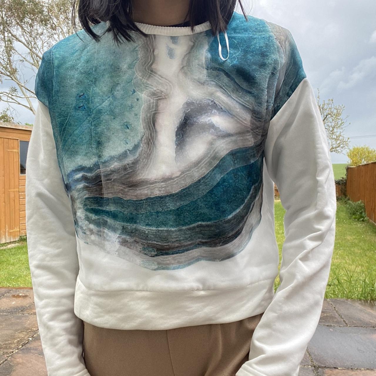 Amazing blue gradient mesh overlay sweatshirt💙 such... - Depop
