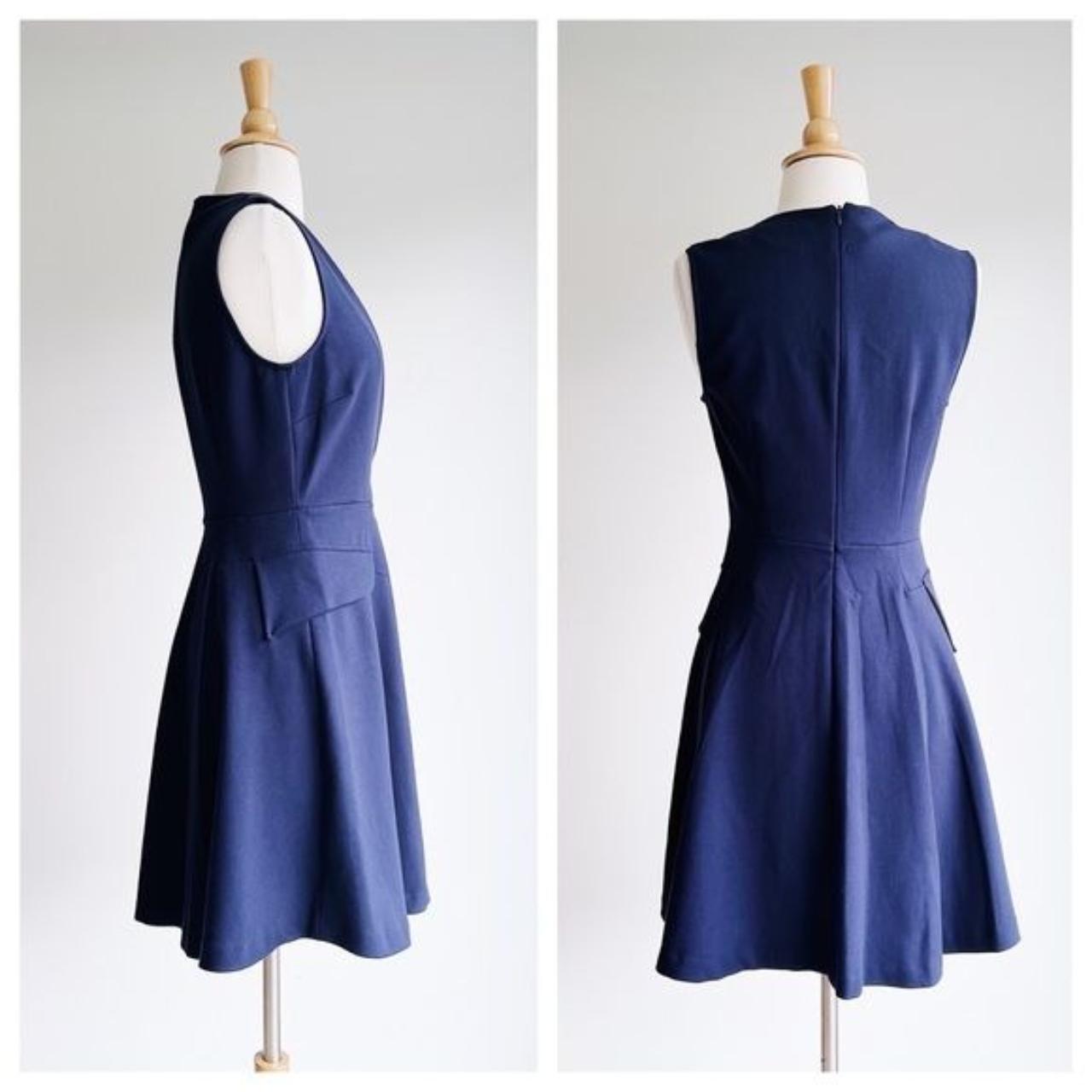 ZARA | Navy Blue Deep V Neck Sleeveless Dress, size... - Depop