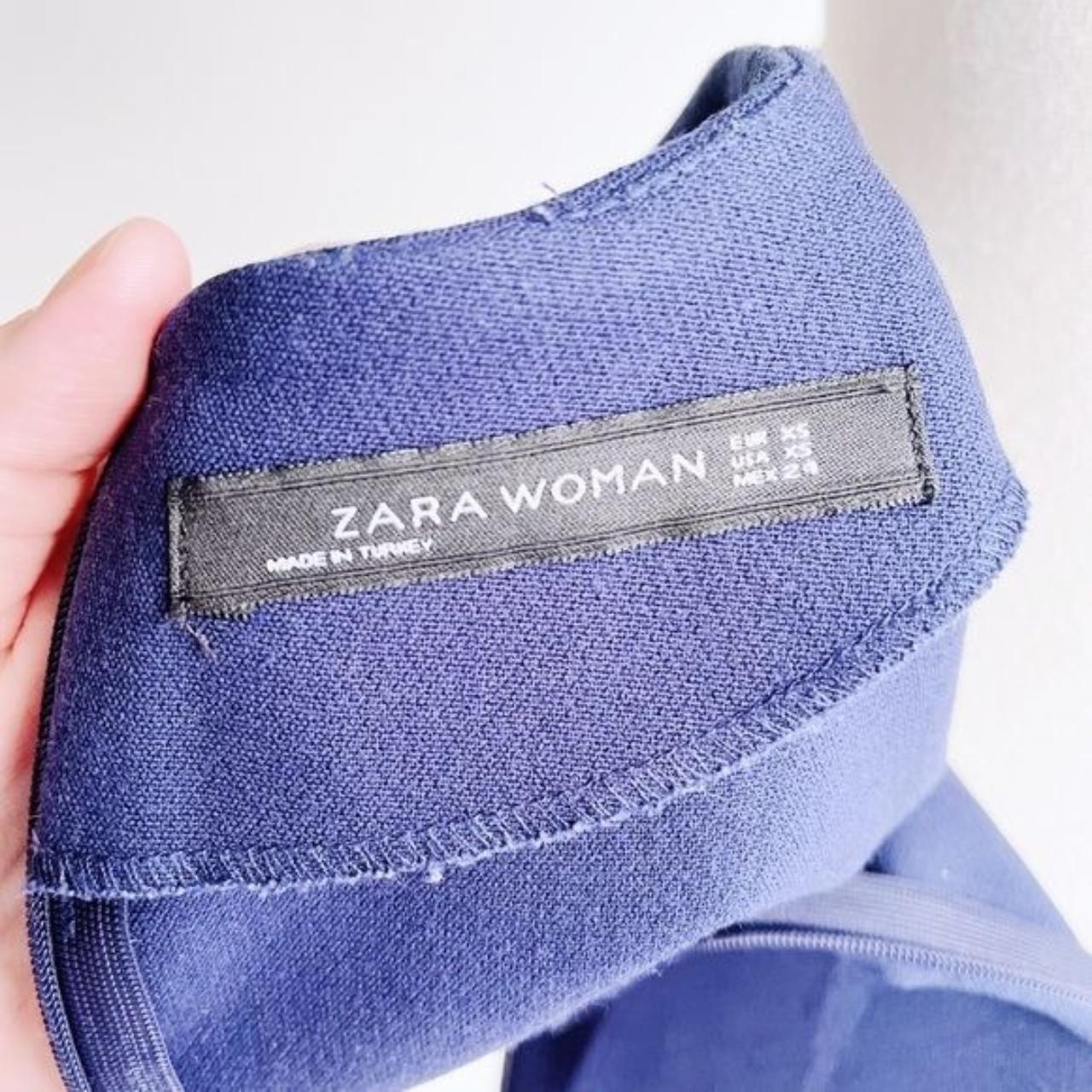 ZARA | Navy Blue Deep V Neck Sleeveless Dress, size... - Depop