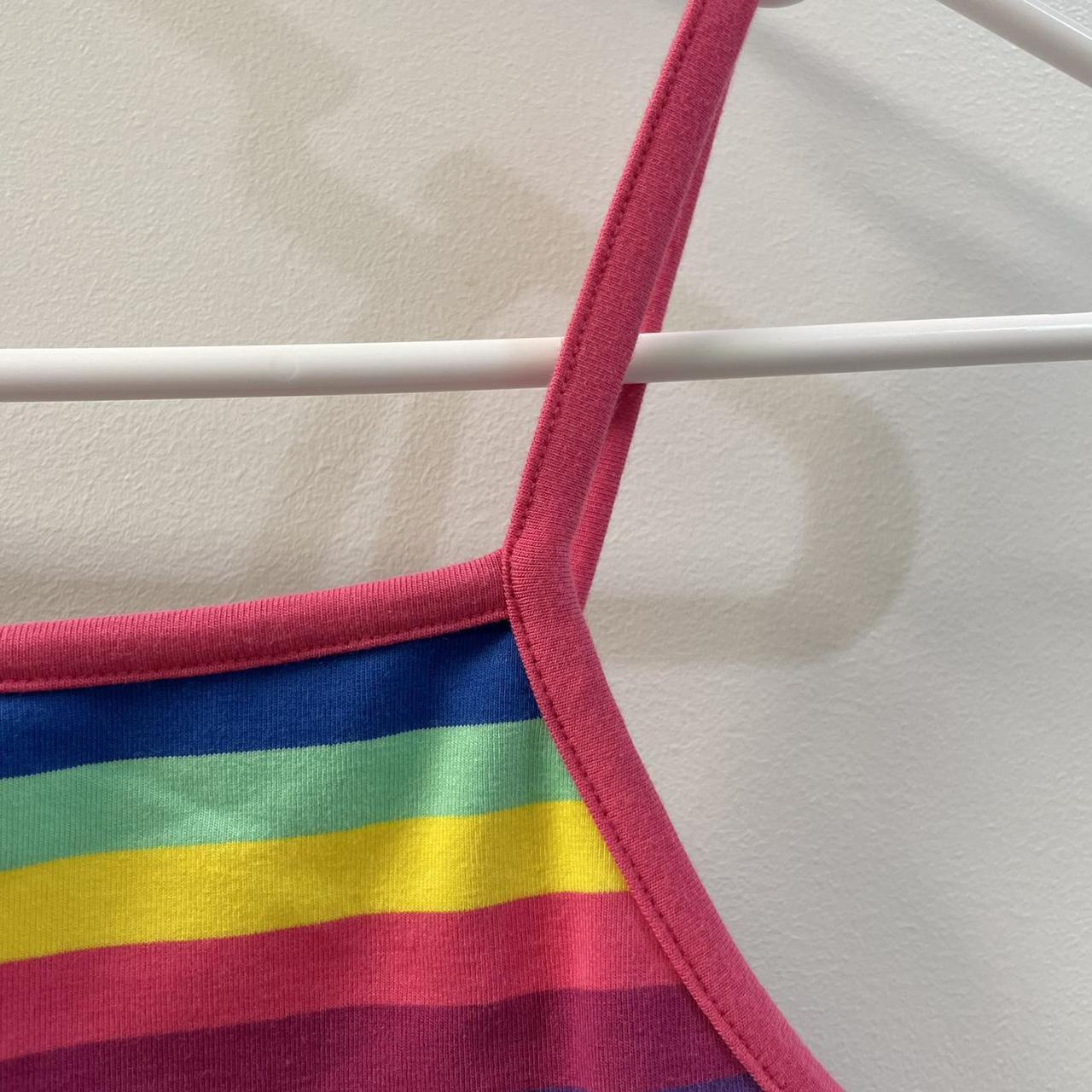 cute rainbow striped cropped tank top from... - Depop