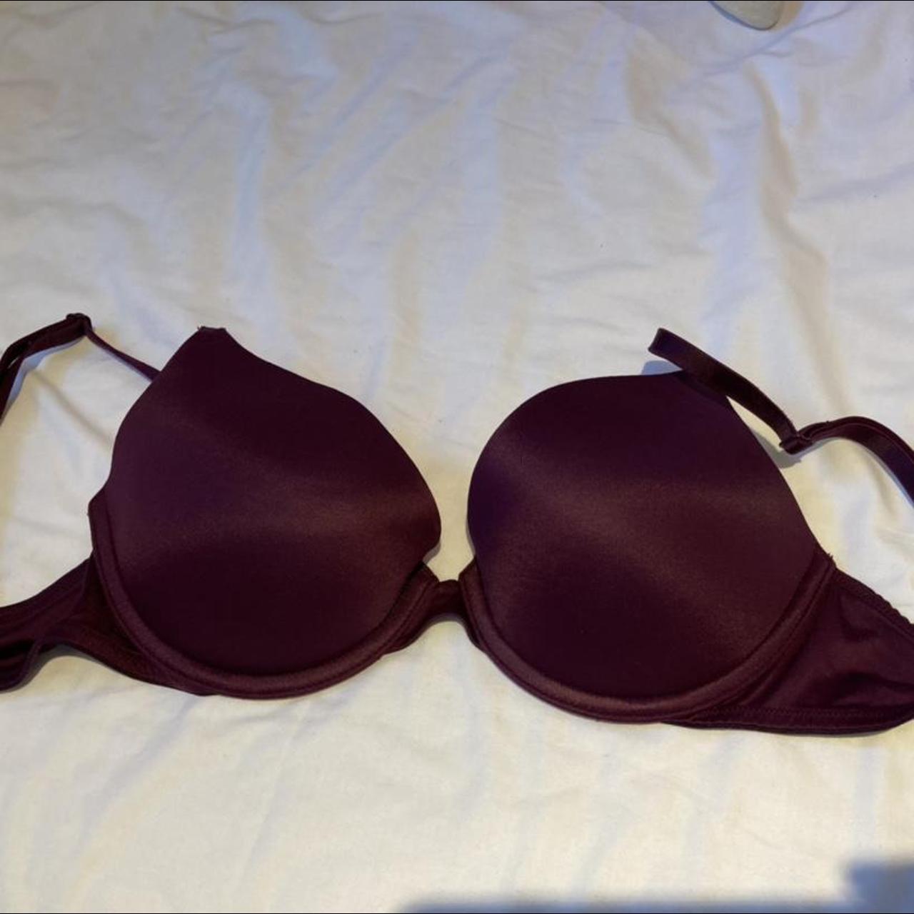 Victoria secret push up bra maroon purple size 32C.... - Depop