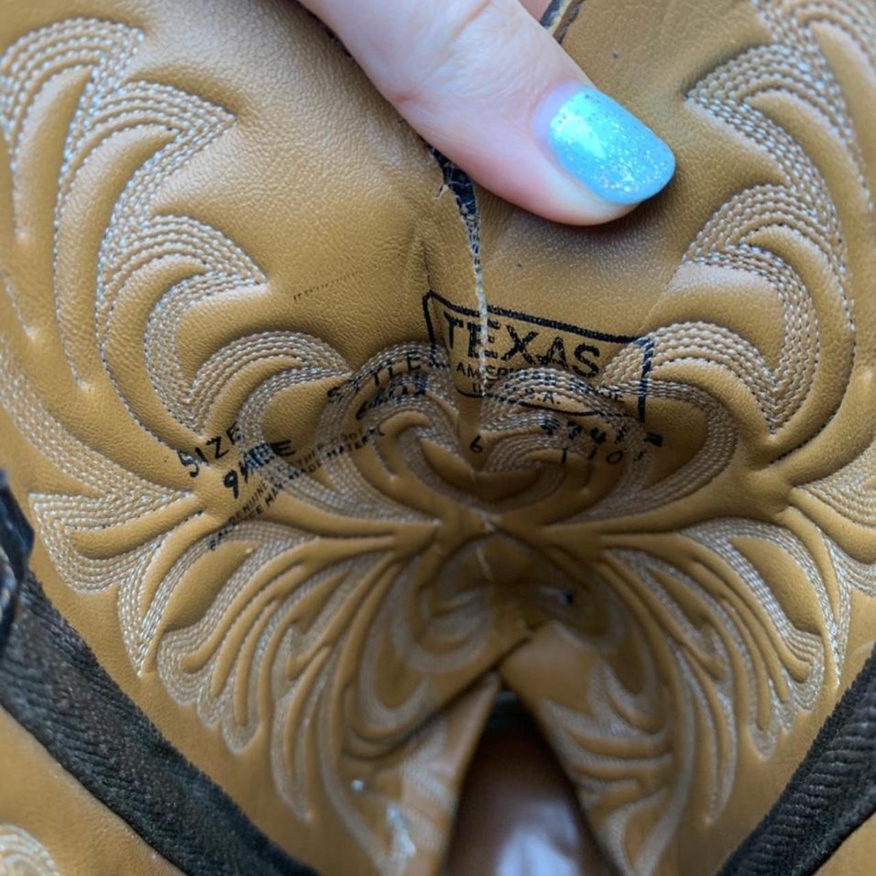 Vintage, Authentic, Brown Leather Cowboy Boots Gold... - Depop