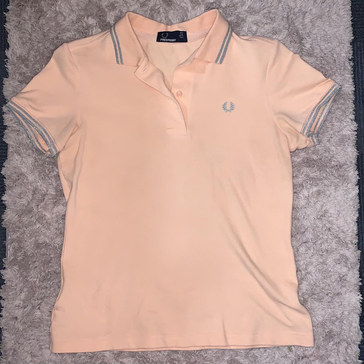Light pink Fred Perry polo with silver lining.... - Depop