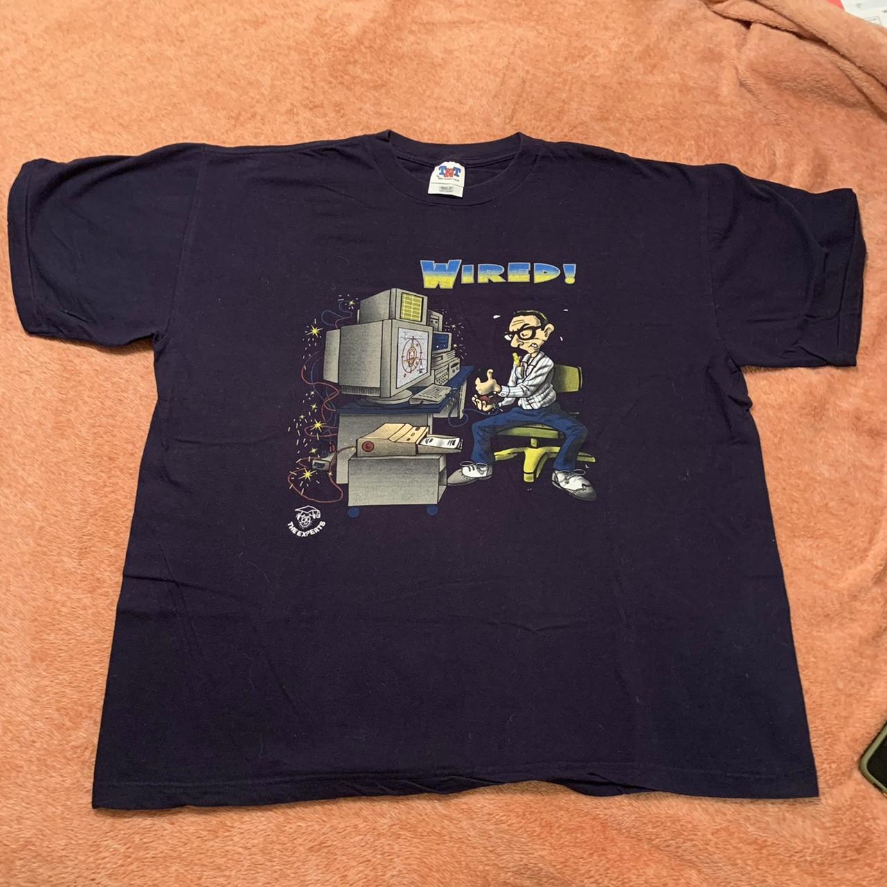 Vintage novelty t shirt Wired nerd with computer... - Depop