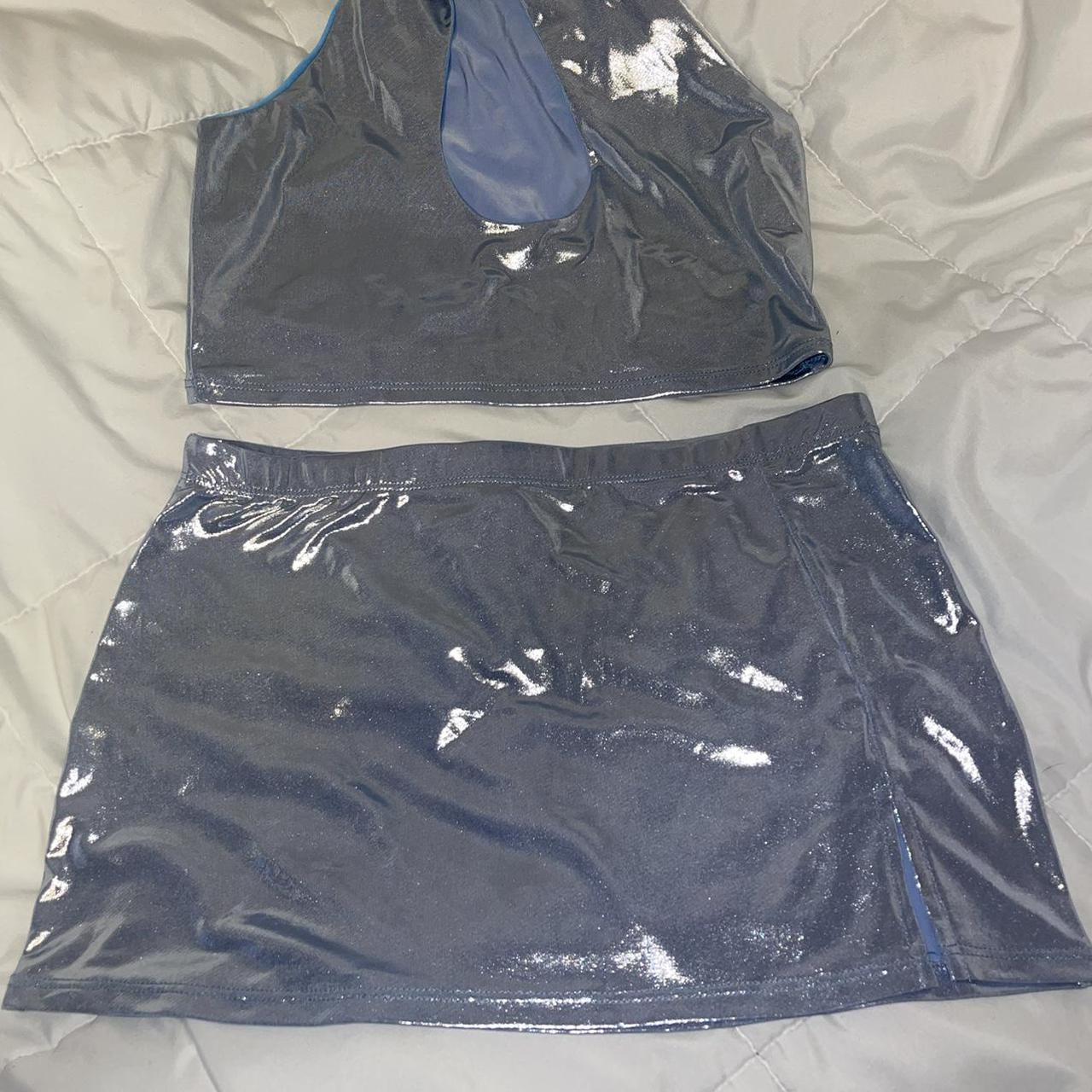 Rave blue metallic set. Super cute never worn size... - Depop