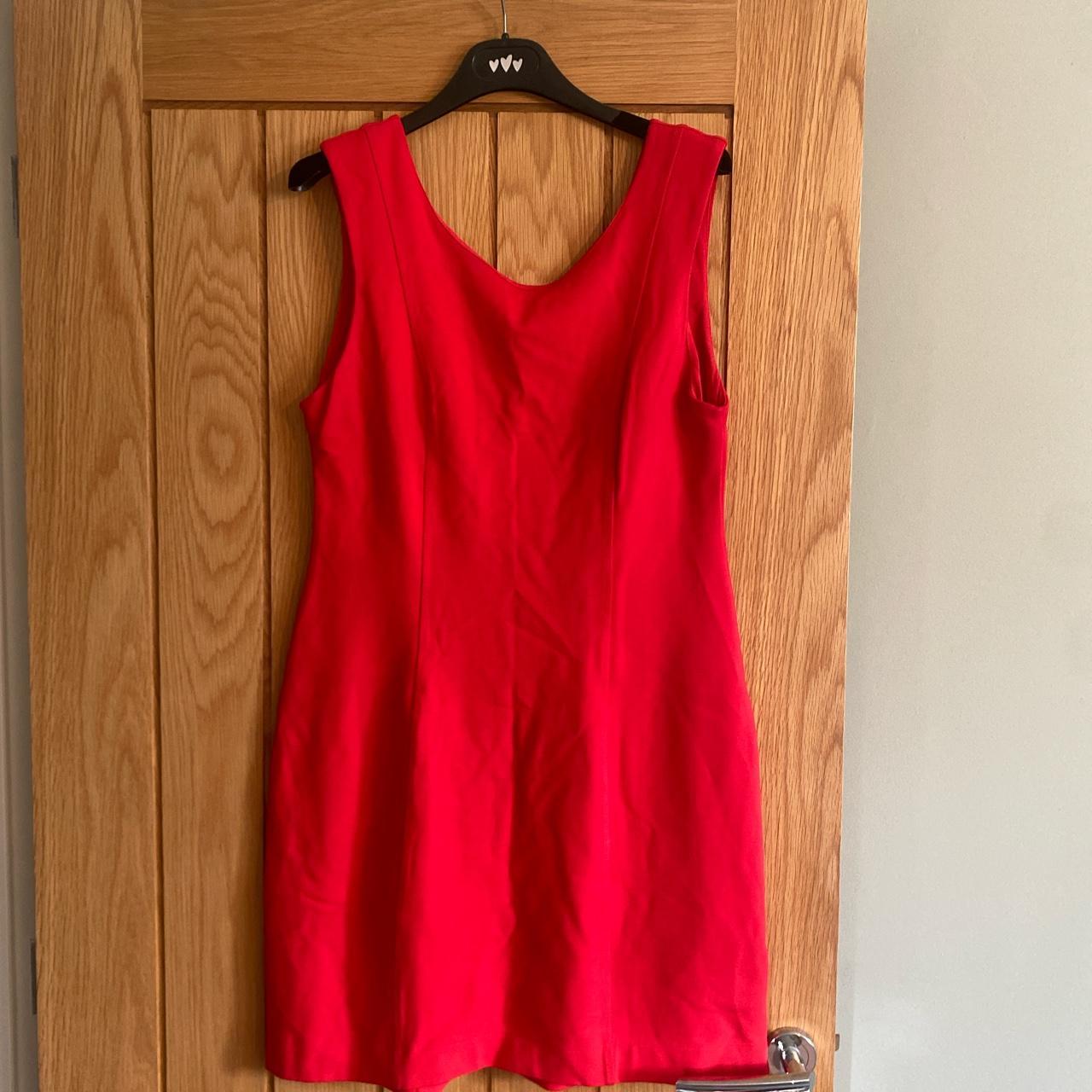 Red French Connection shift dress size 14 V cut... - Depop