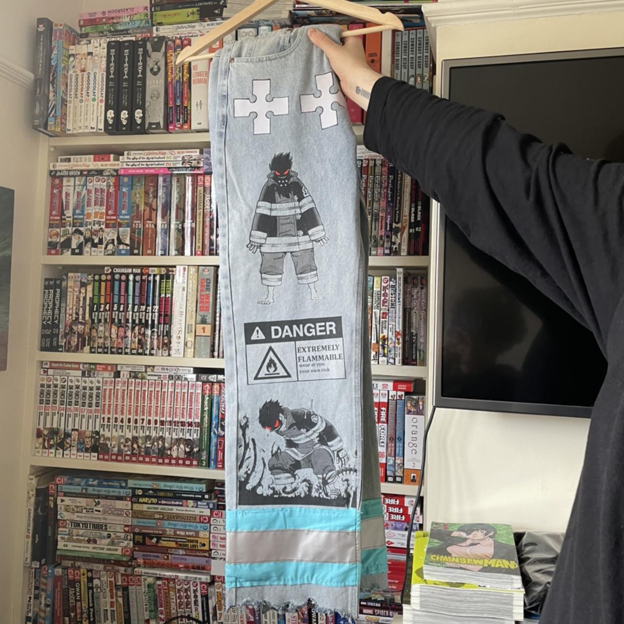 The coolest Fire Force hand printed jeans 🔥 got... - Depop