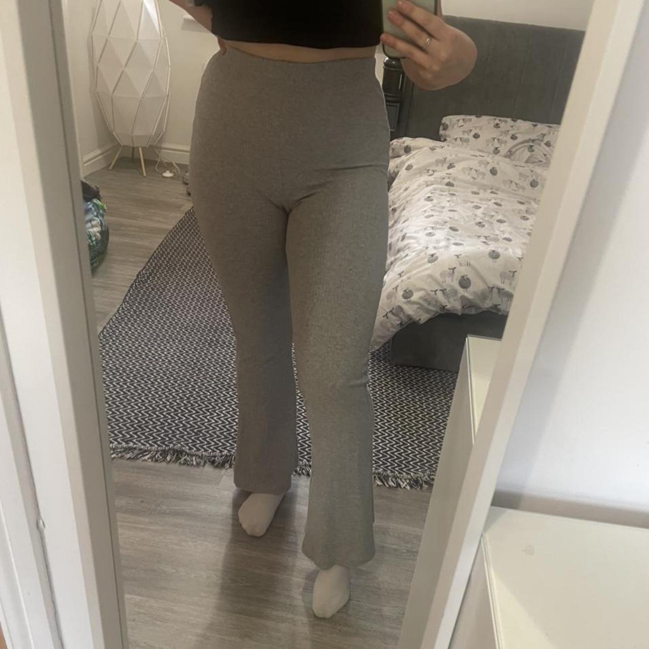 Missguided grey rib flares Only worn for the... - Depop