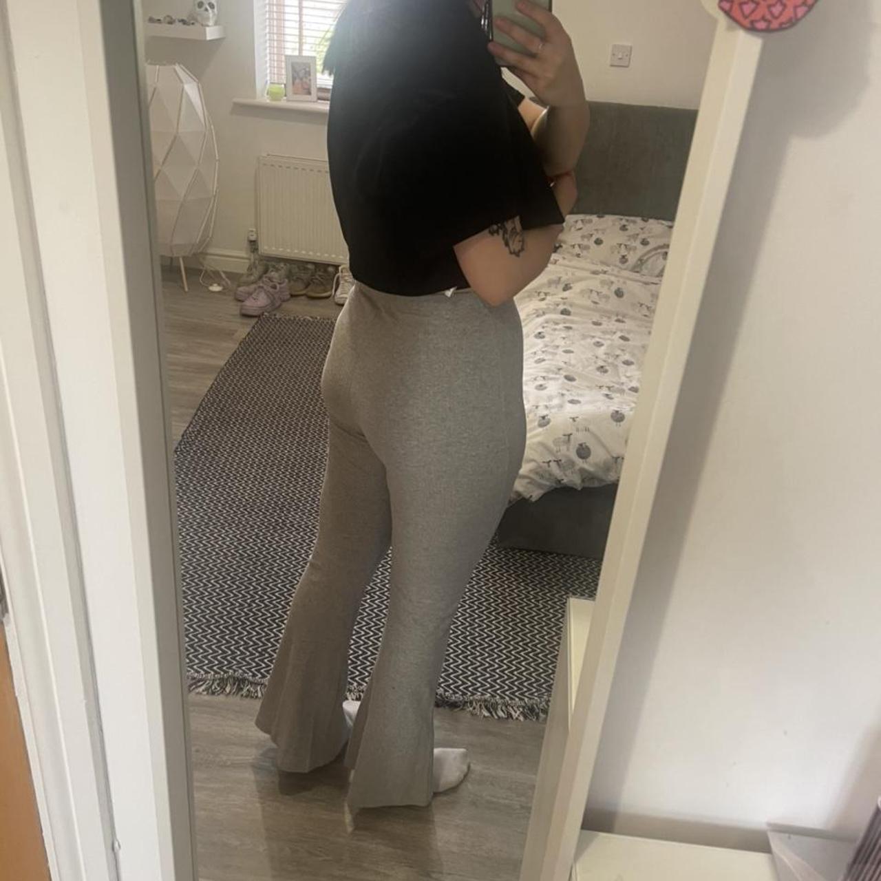 Missguided grey rib flares Only worn for the... - Depop