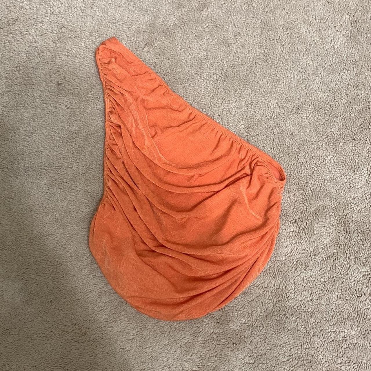 Lioness Crop Top S One Shoulder Ruched Orange Depop
