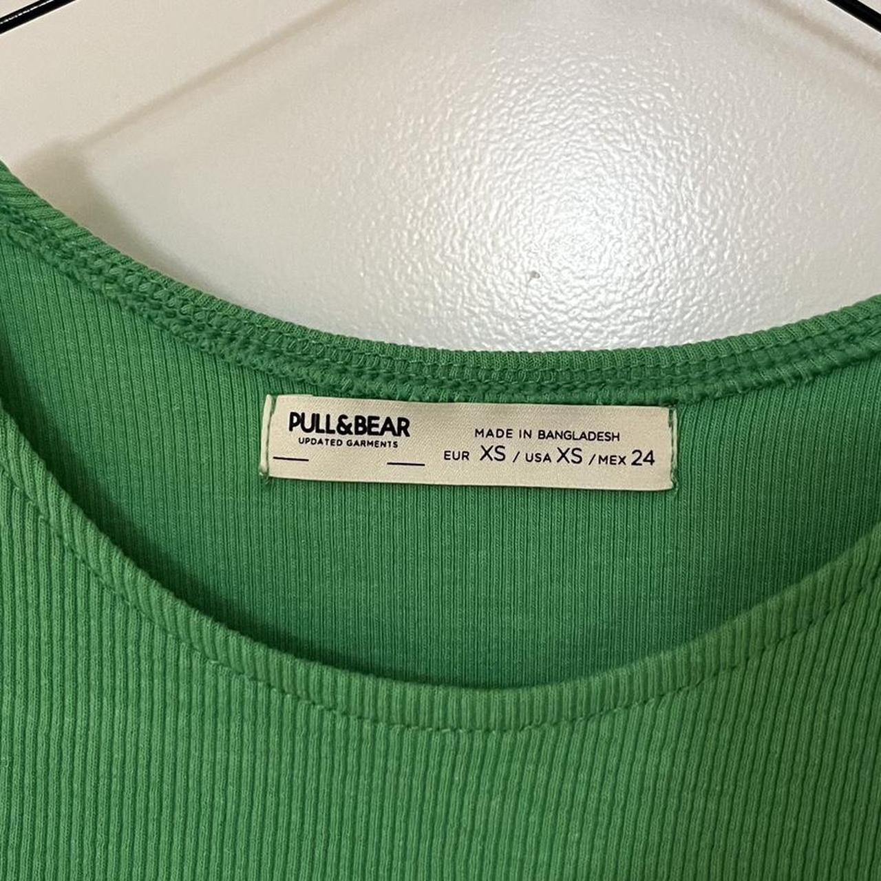 Pull&bear green racer tank crop top Size:... - Depop