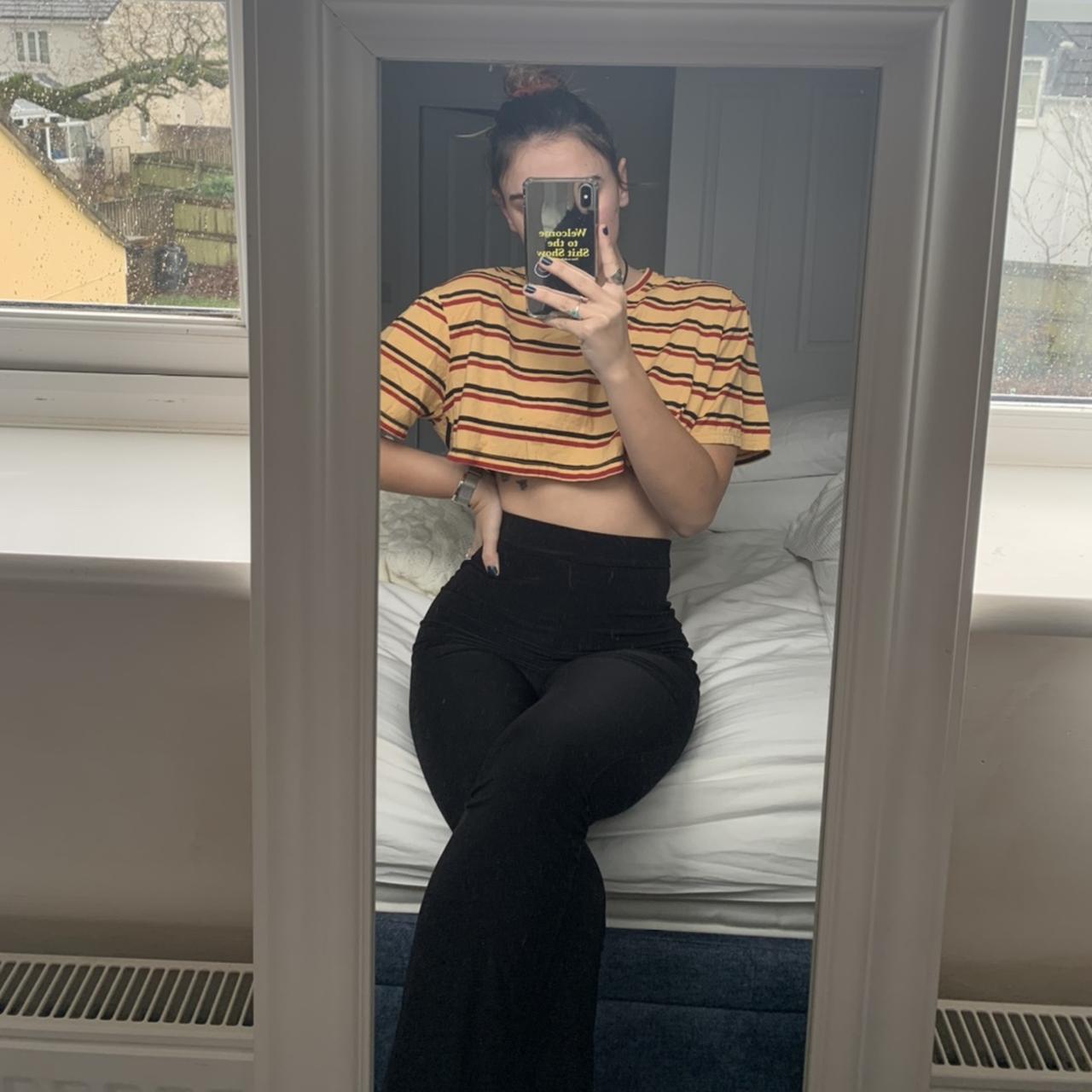 Black flares never worn brand new Too long for me... - Depop