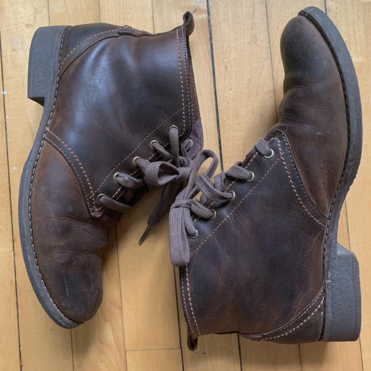 Dark brown leather Timberland boots Leather is... - Depop