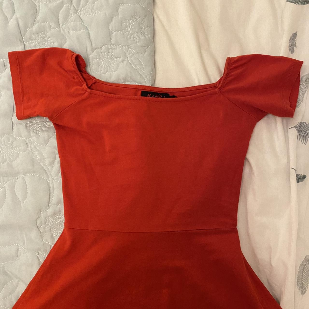 Motel rocks bright red square neck skater dress•... - Depop