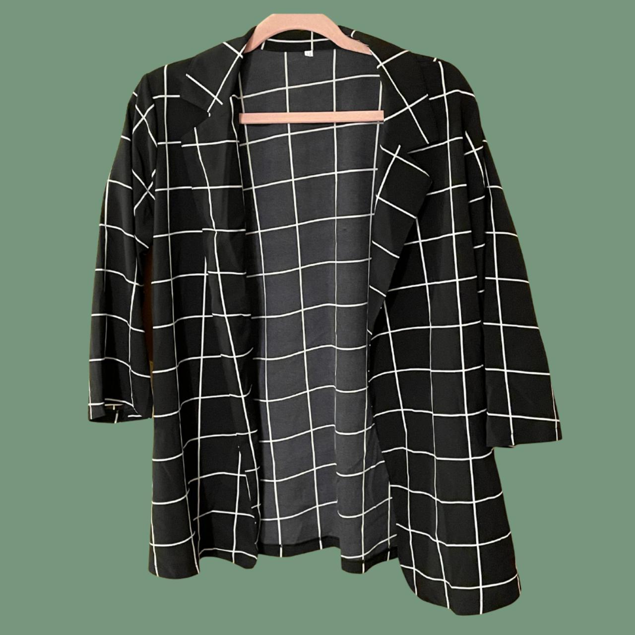 Grid Pattern Blazer! Lightweight casual grid... - Depop