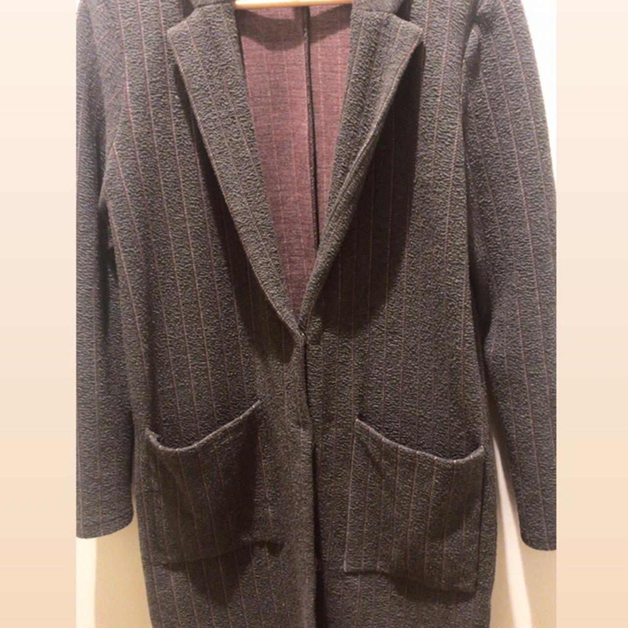 🧥 HARLYN for ANTHROPOLOGIE PINSTRIPE LONGLINE BLAZER... - Depop