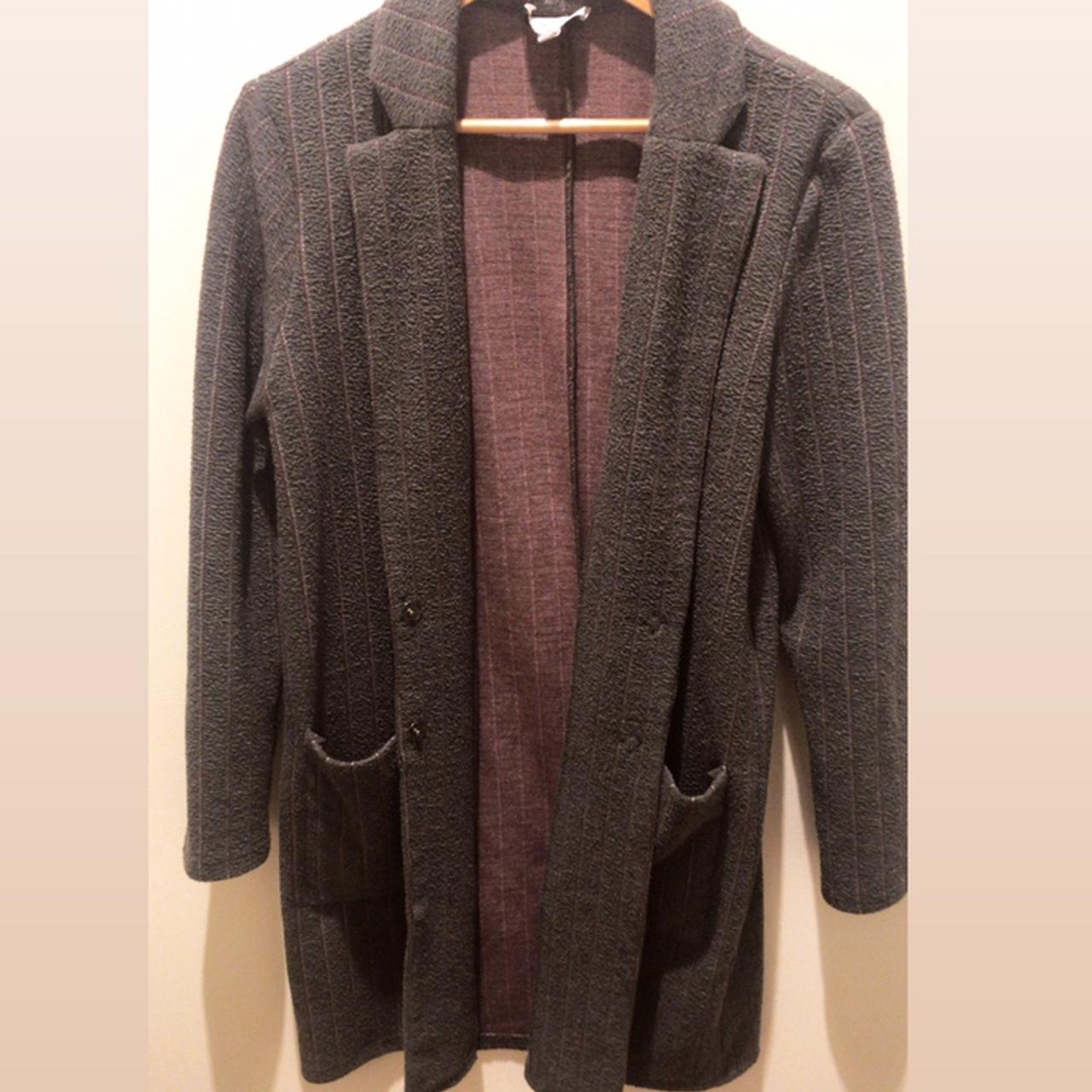 🧥 HARLYN for ANTHROPOLOGIE PINSTRIPE LONGLINE BLAZER... - Depop