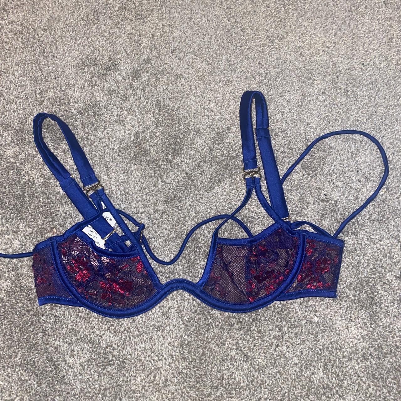 House of CB bralet Lacey navy and red bralet So... - Depop
