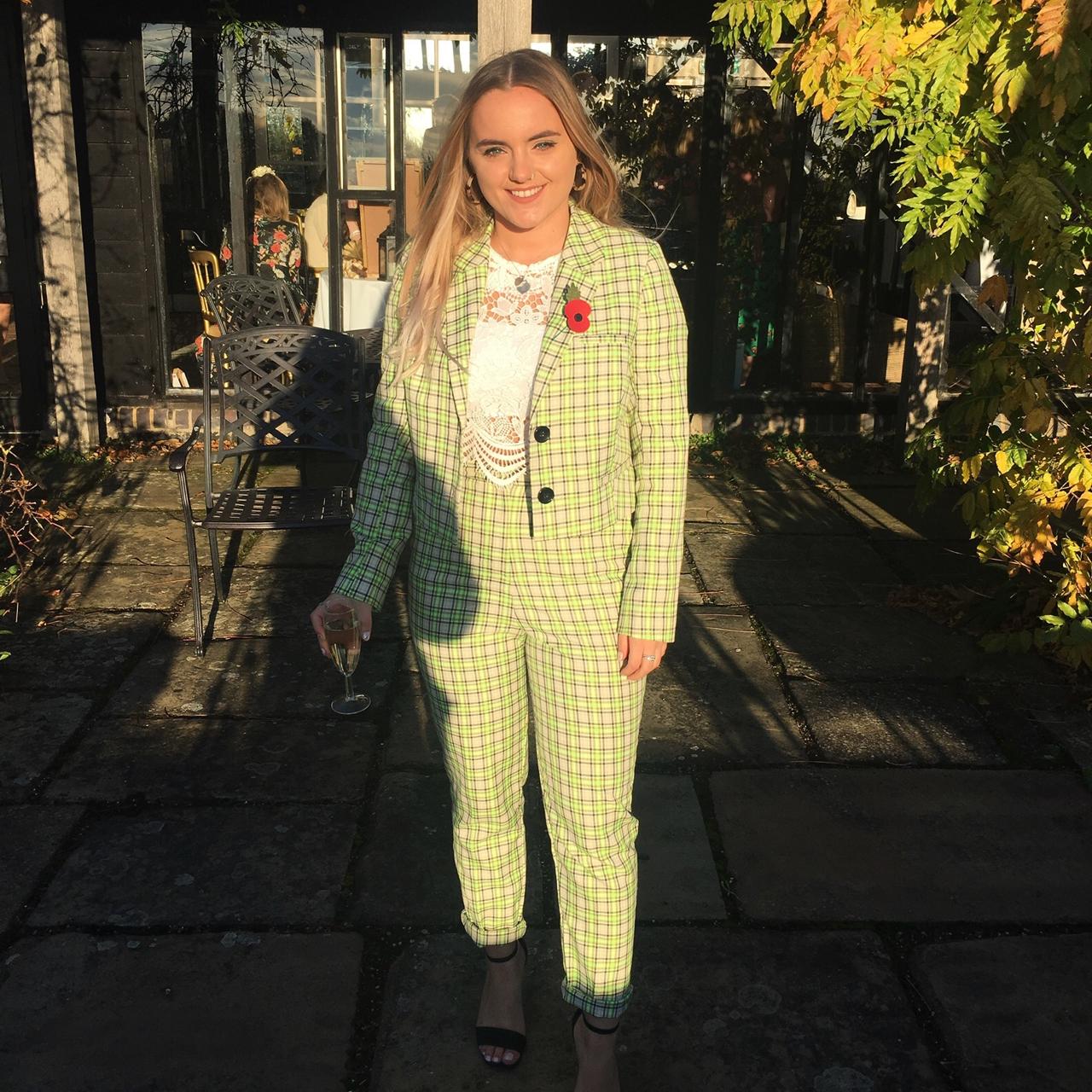 ASOS green checkered suit coord checked tartan plaid... - Depop