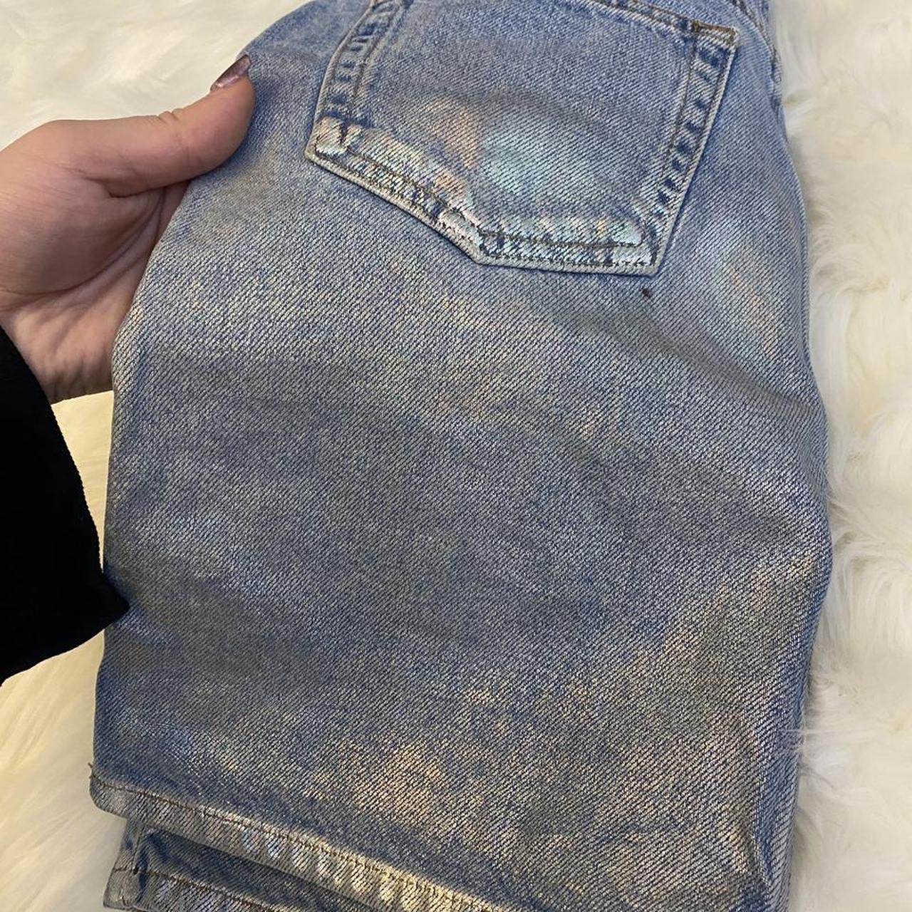 Denim waist high skirt from Top Shop with... - Depop