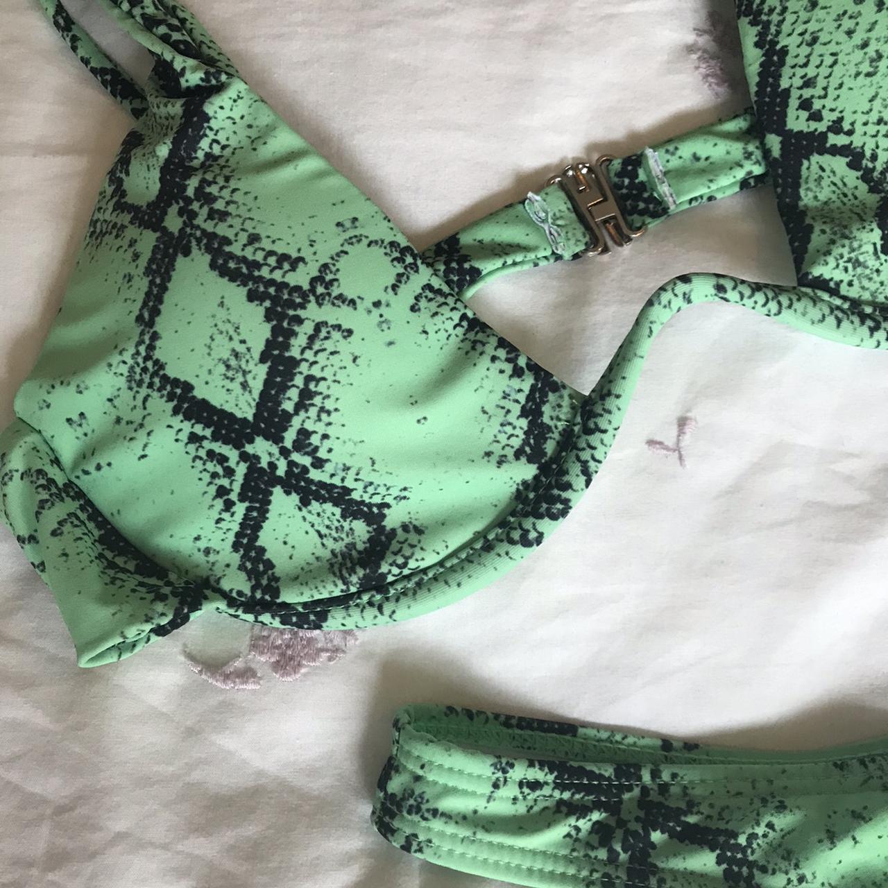 ⚡️ SHEIN Green snakeskin bikini with underwire ⚡️... - Depop