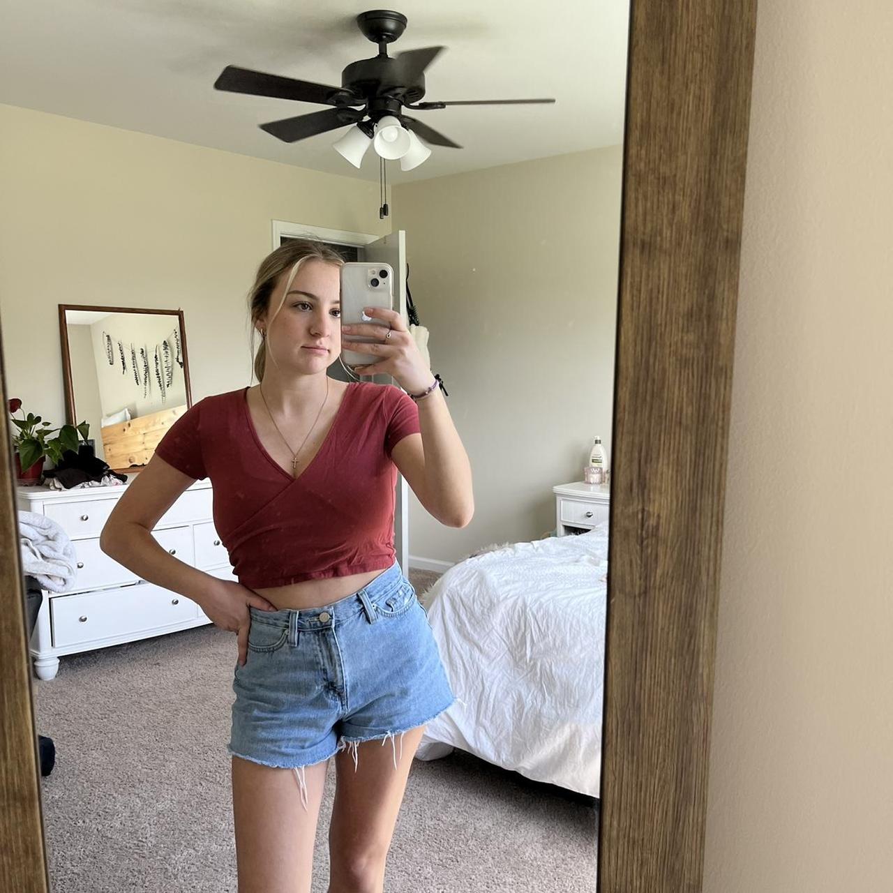 PacSun Women's Burgundy and Red Crop-top | Depop