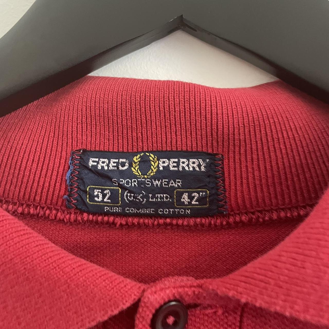Red Fred Perry long sleeve polo shirt. Fits like a... - Depop