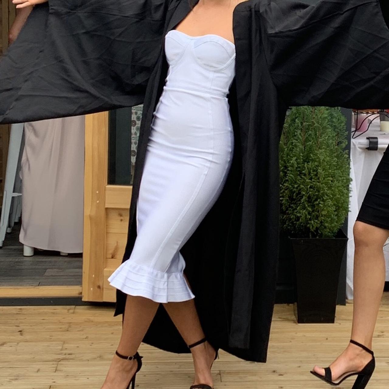 White pretty little thing bandage midi dress, size 6... - Depop