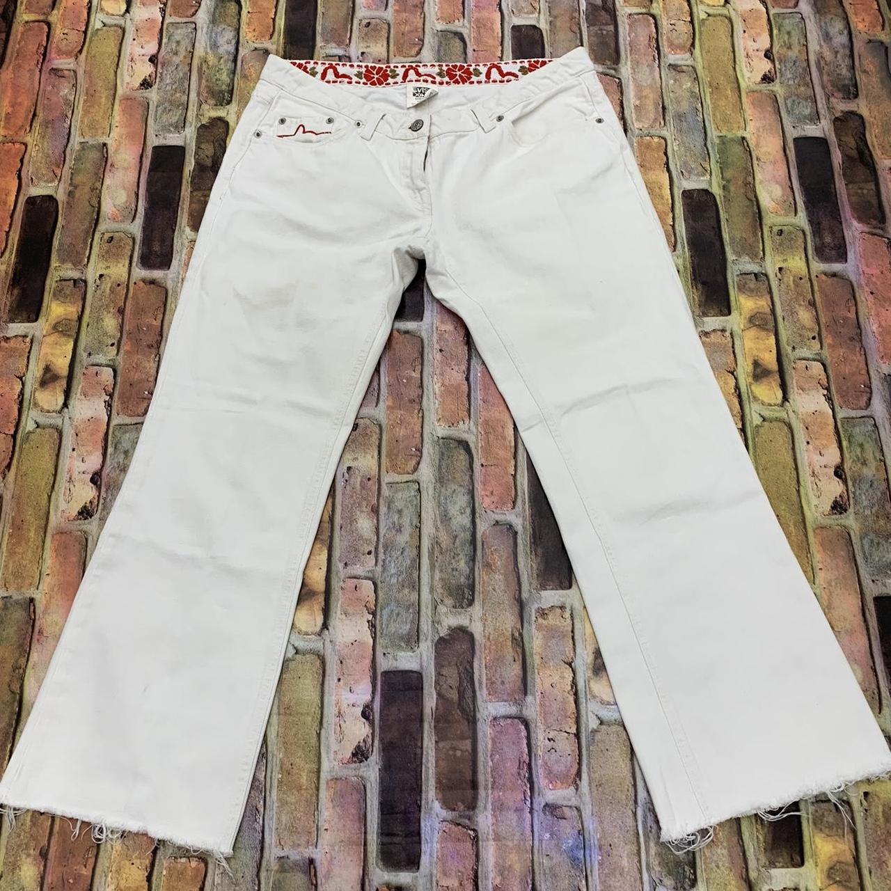 Evisu Donna low rise jeans in white. From the 2000s.... - Depop