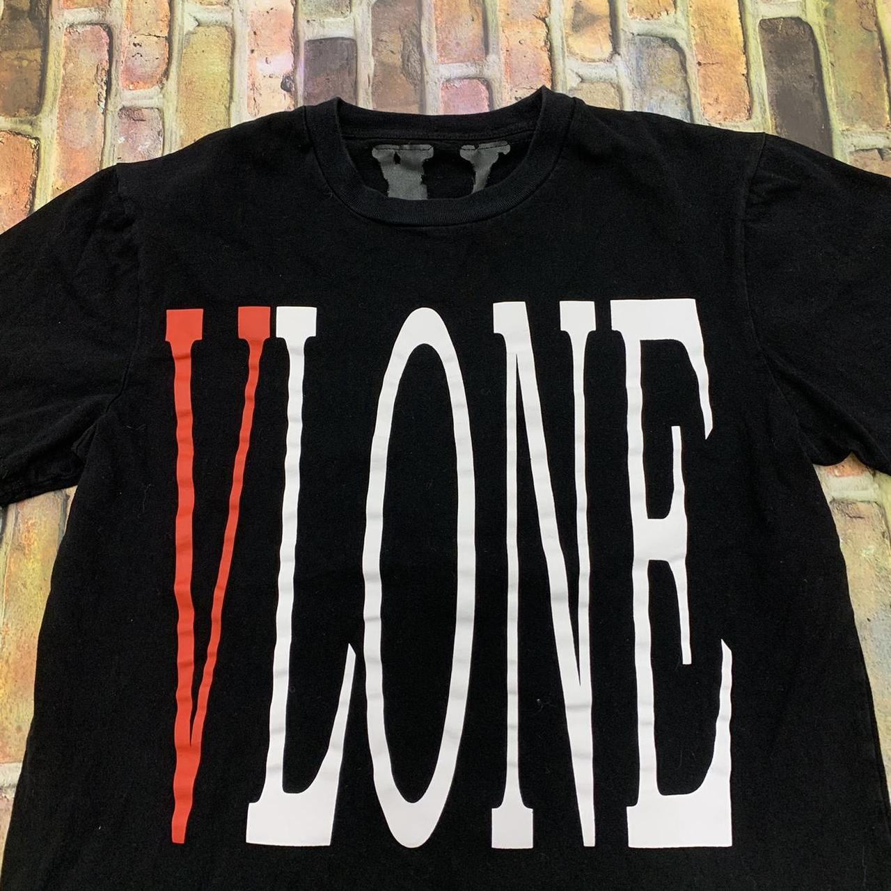 VLONE tee in black. No size fits like a mens M.... - Depop