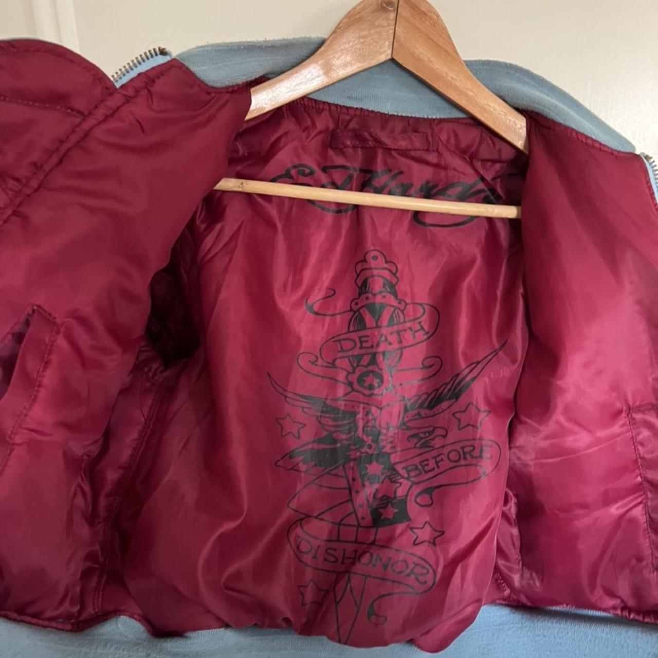 Ed Hardy Bomber Jacket size 6-8 cropped Vintage... - Depop