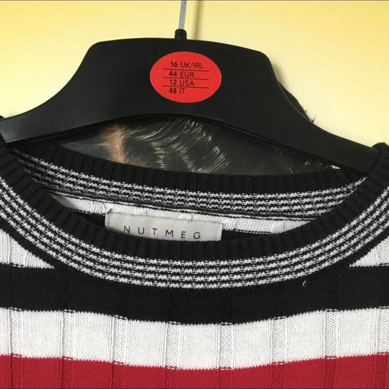 Nutmeg Red, Pink, Black & Glitter Thread Striped... - Depop