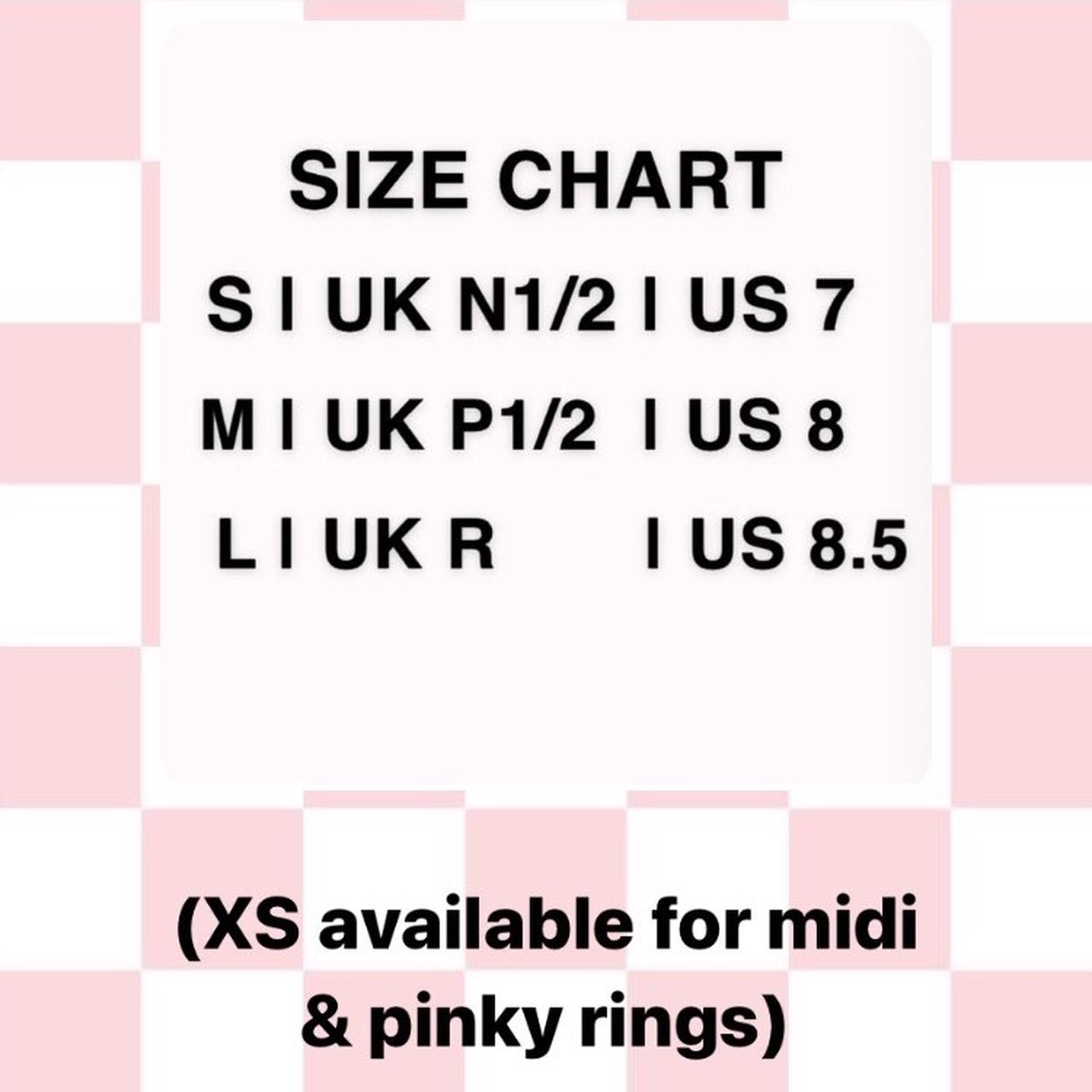 Checkered rings sizing chart See previous post for... - Depop