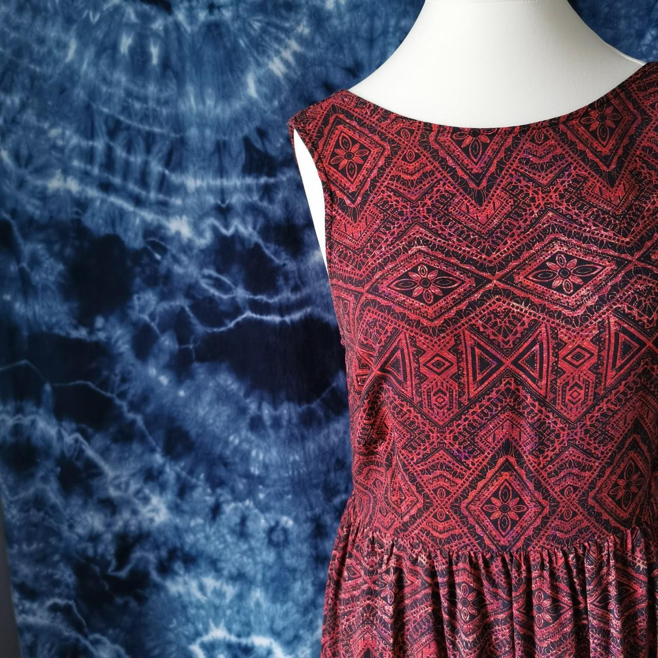 Lovely red and black pattern skater dress from New... - Depop