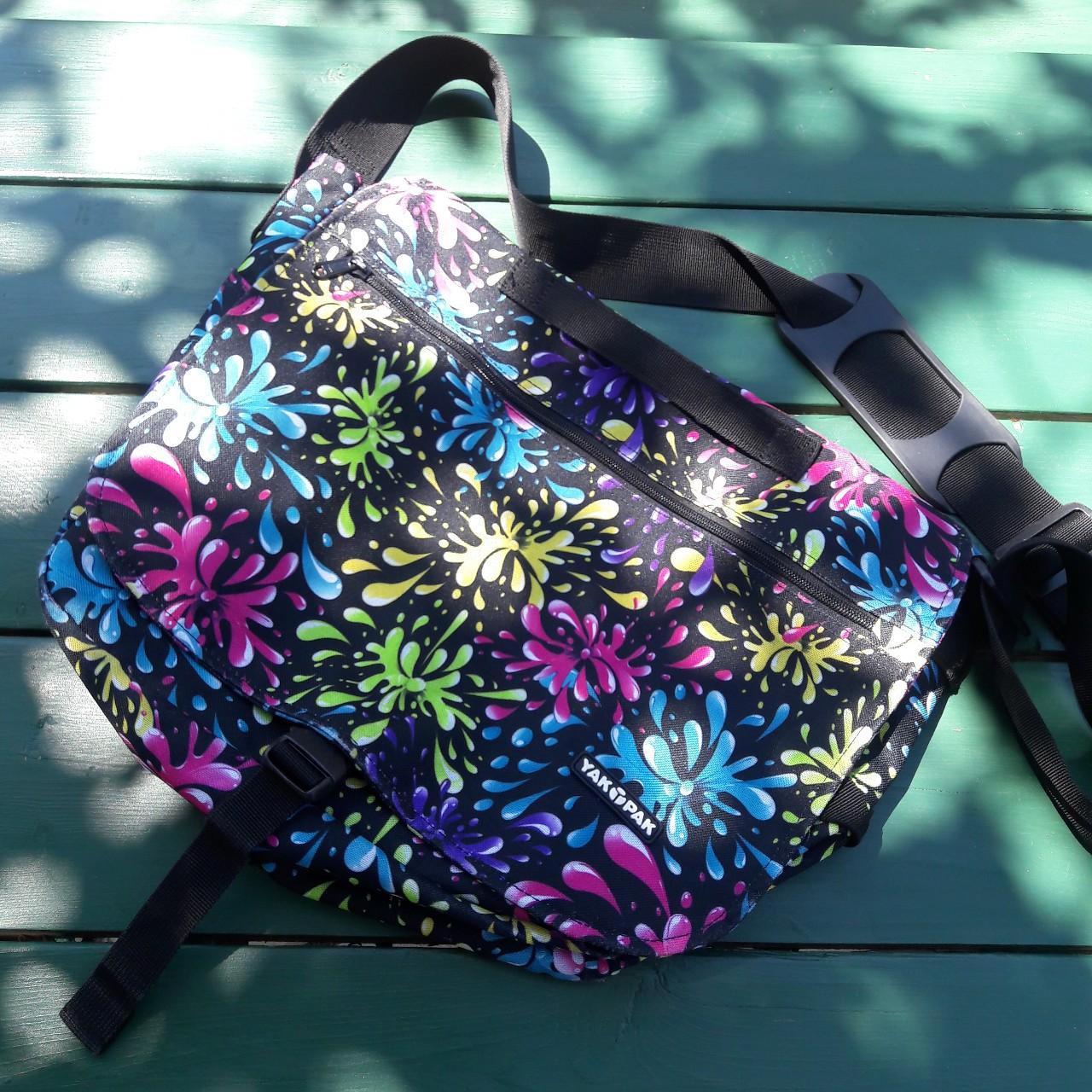 YakPak neon splat messenger bag. Super bright pink,... - Depop