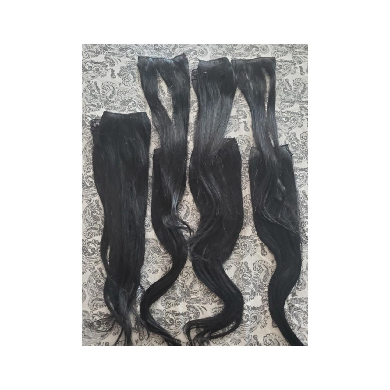 Hair extensions 14 inch color black. 100% human... - Depop