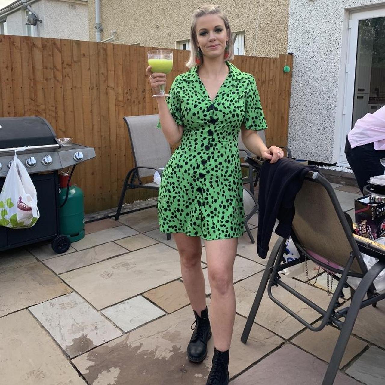 Influence green print dress Size 10 Worn once and... - Depop