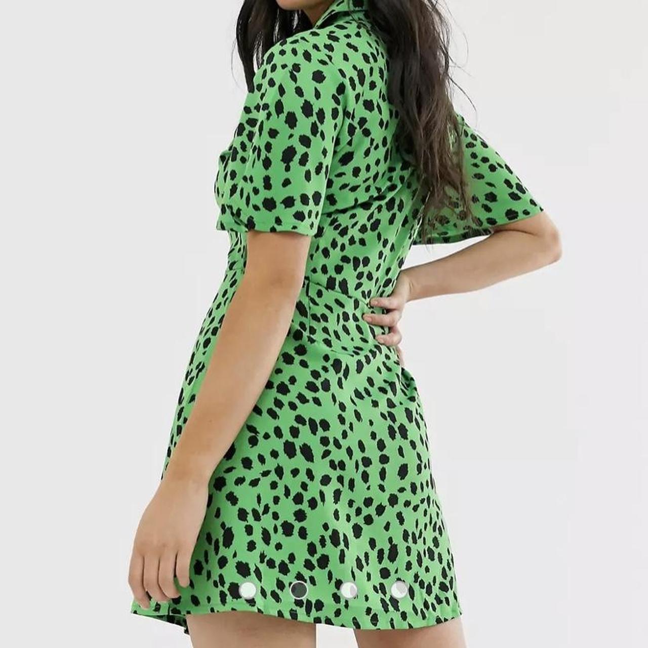 Influence green print dress Size 10 Worn once and... - Depop