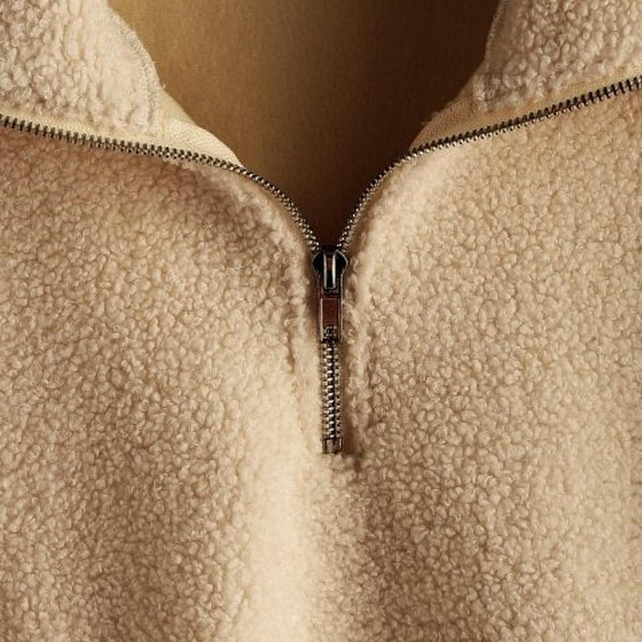 Zaful Half Zip Plain Faux Fur Sweatshirt - Tan ... - Depop