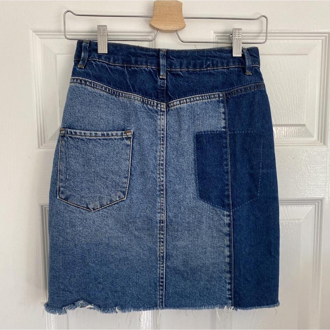 High quality cotton denim contrast strip patchwork... - Depop