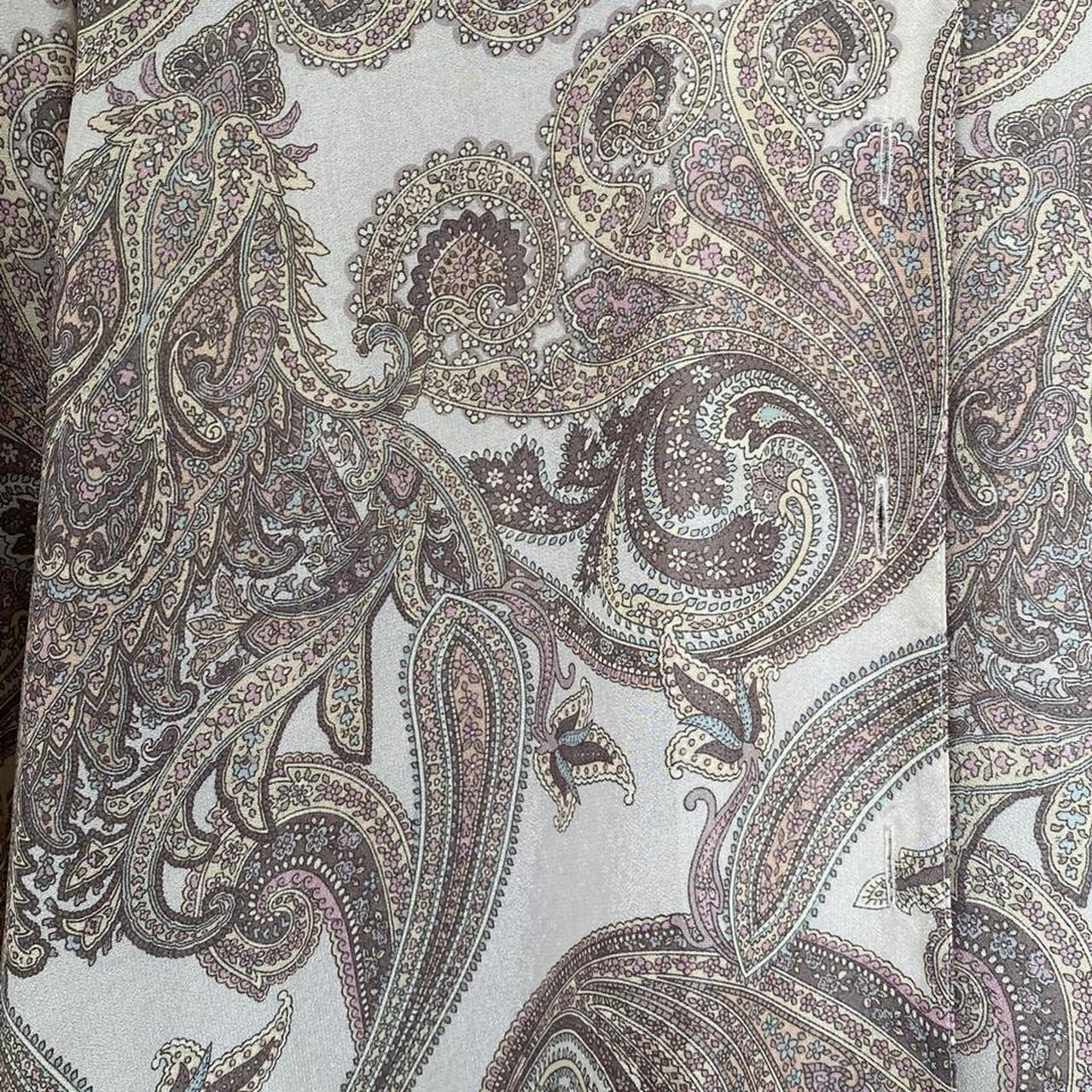 Pastel grey vintage paisley blouse shirt lightweight... - Depop