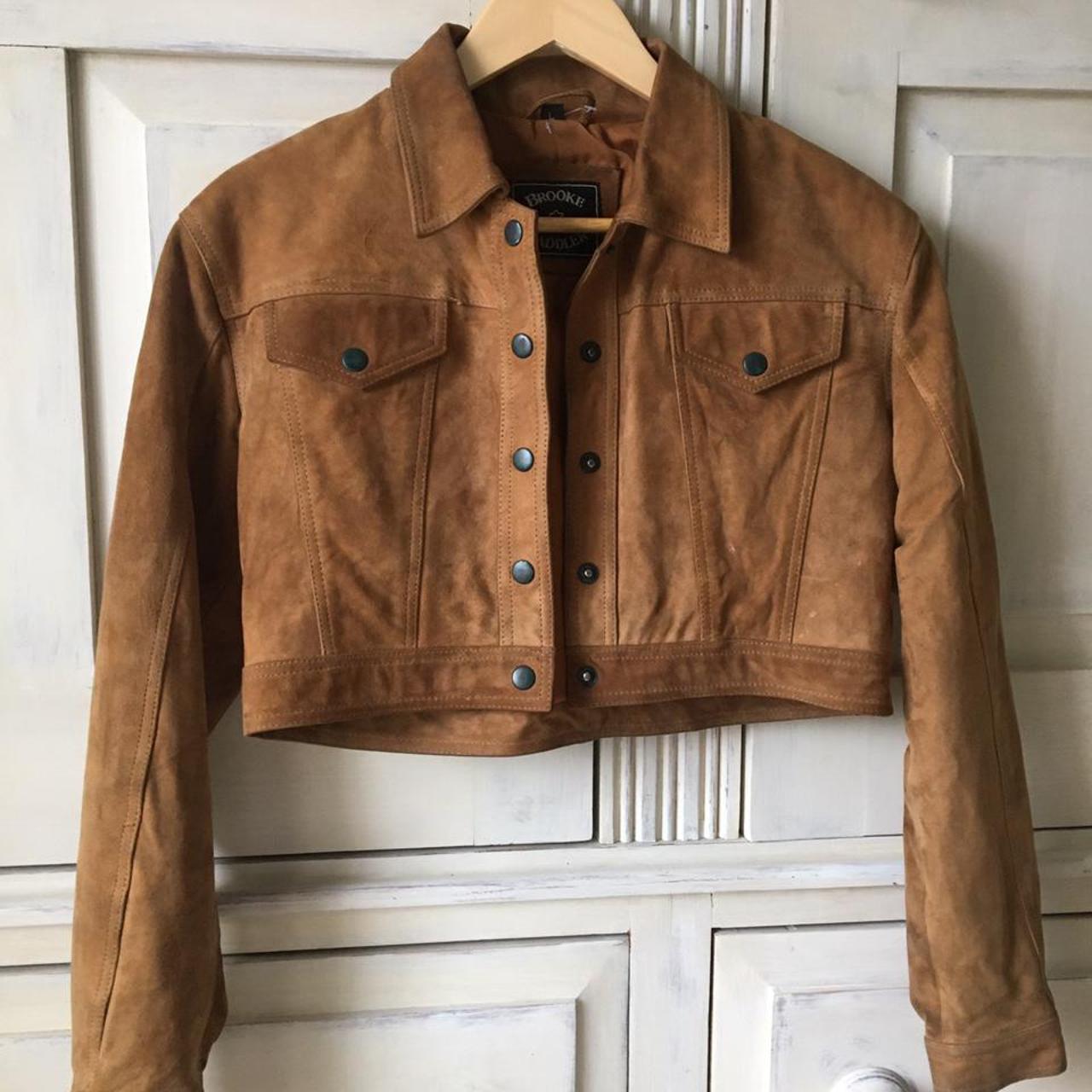 VINTAGE 💃🏼 Super cropped suede jacket Brown... - Depop